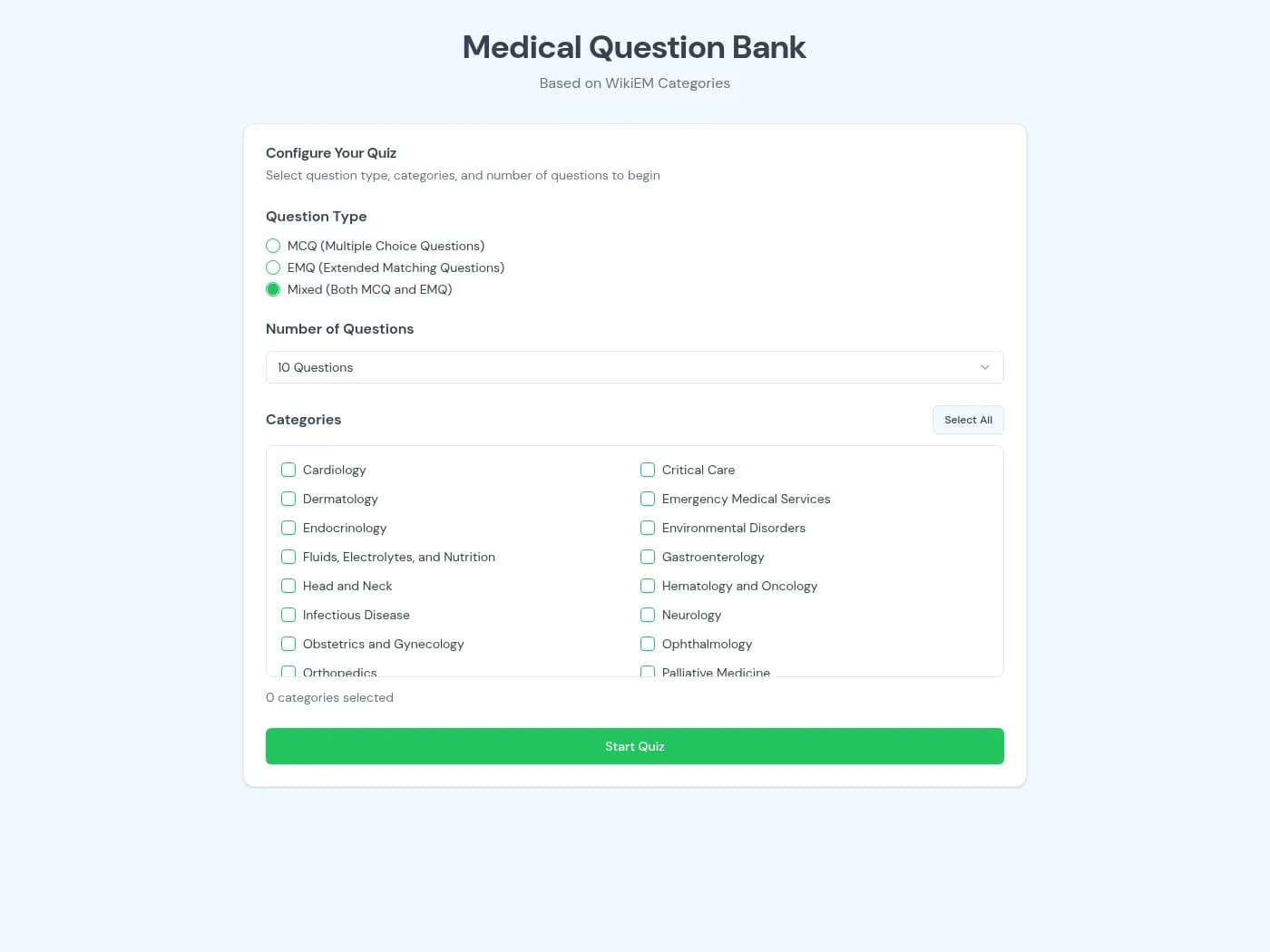 Interactive Medical Question Bank with MCQ & EMQ Support
