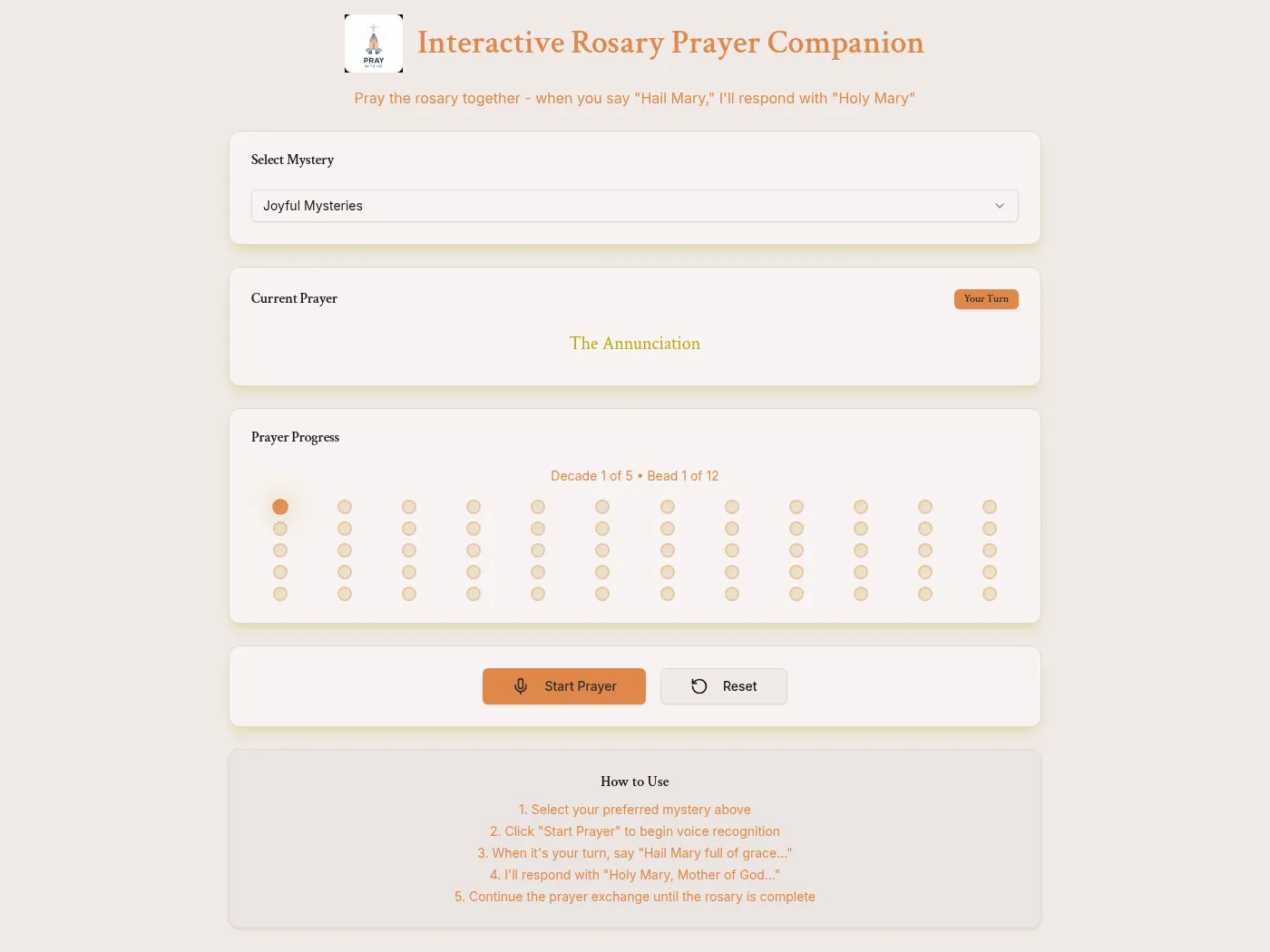 Interactive Rosary Prayer Companion