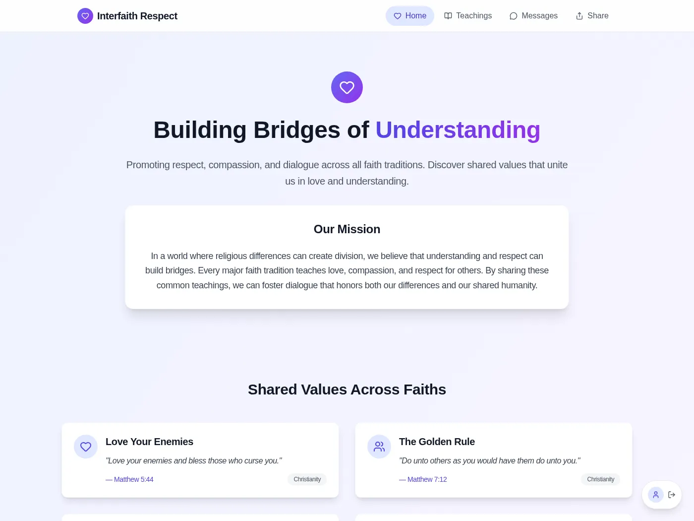 Interfaith Respect Messaging App