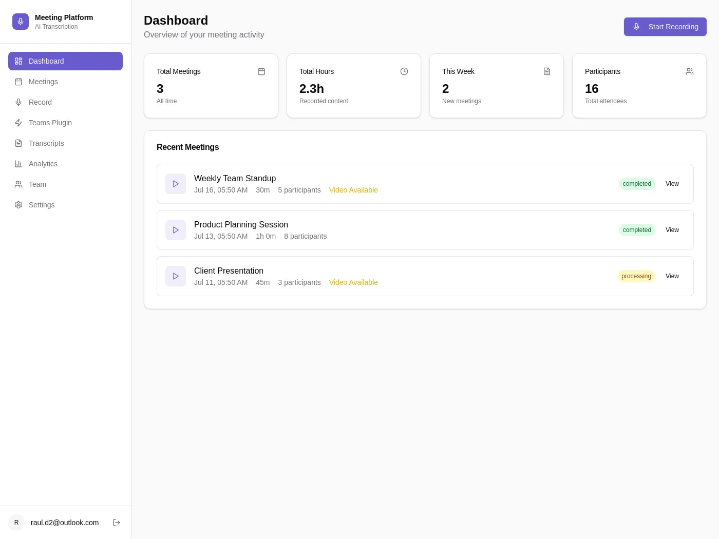 Internal Meeting Transcription & Analytics Platform