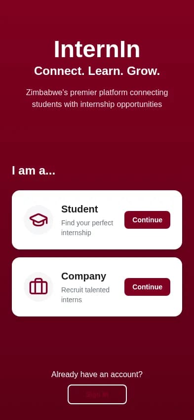 InternIn – Zimbabwe Student Internship Connector Mobile App