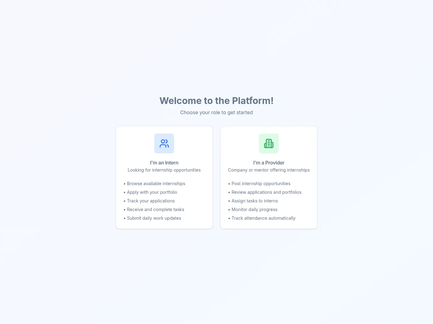 Internship Management Platform for Interns and Providers