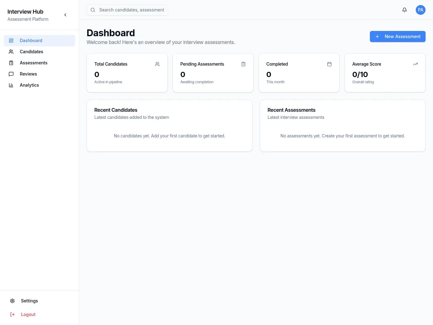 Interview Assessment and Review Management Platform