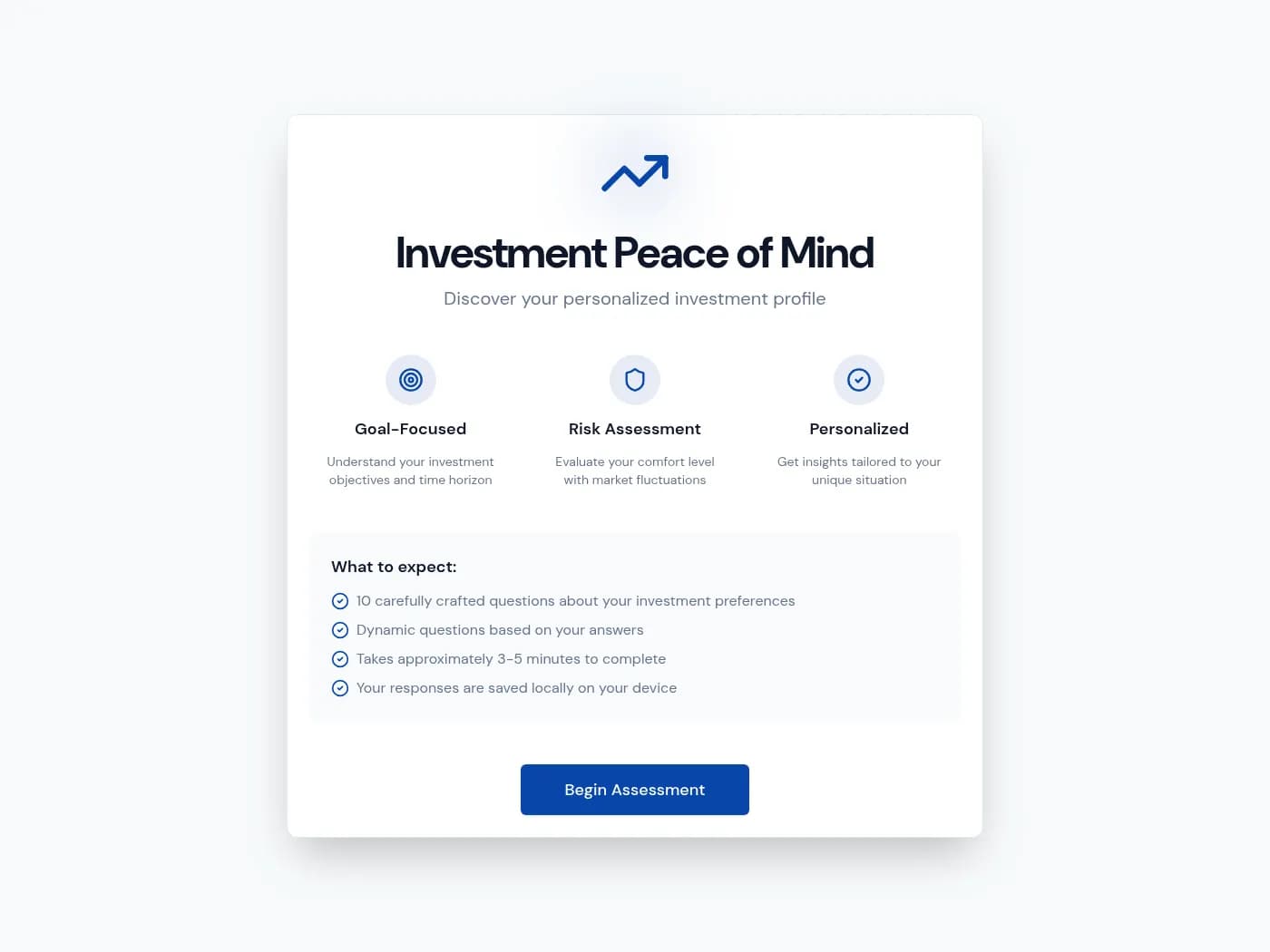 Investments Peace of Mind Questionnaire