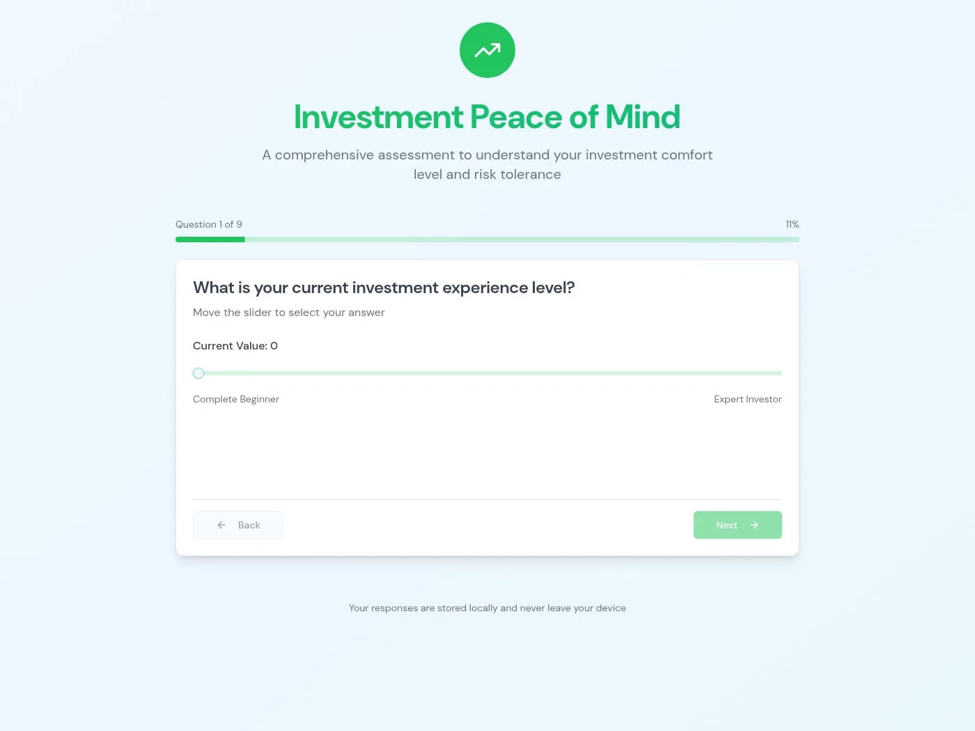 Investments Peace of Mind - Dynamic Risk Assessment App