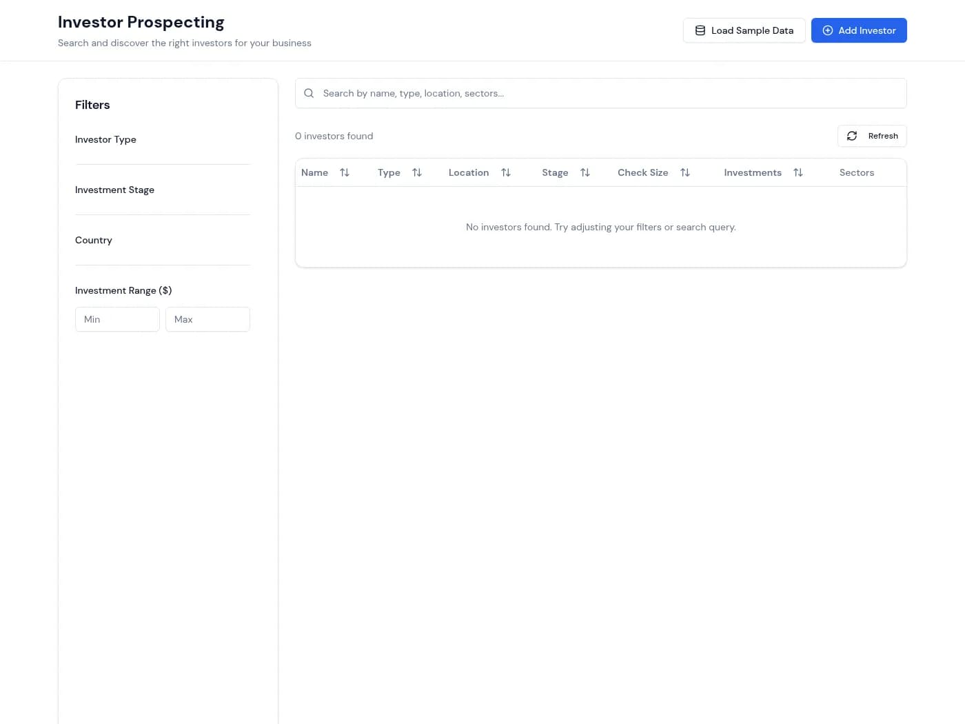 Investor Prospecting Data SaaS Platform