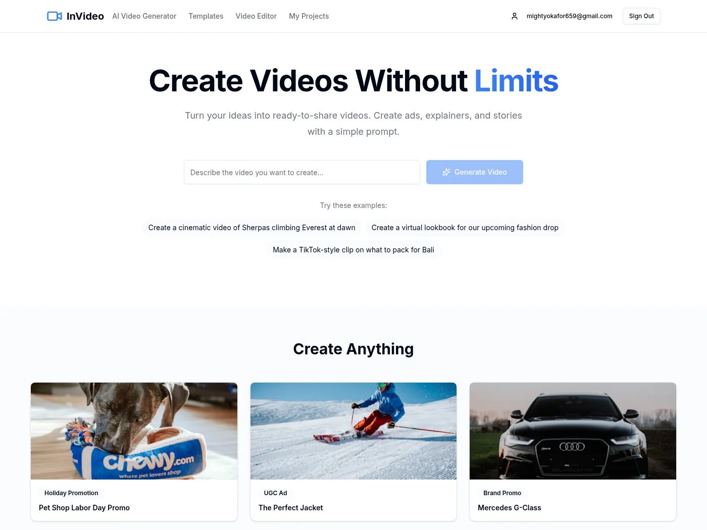 InVideo.io Free Plan Web Clone