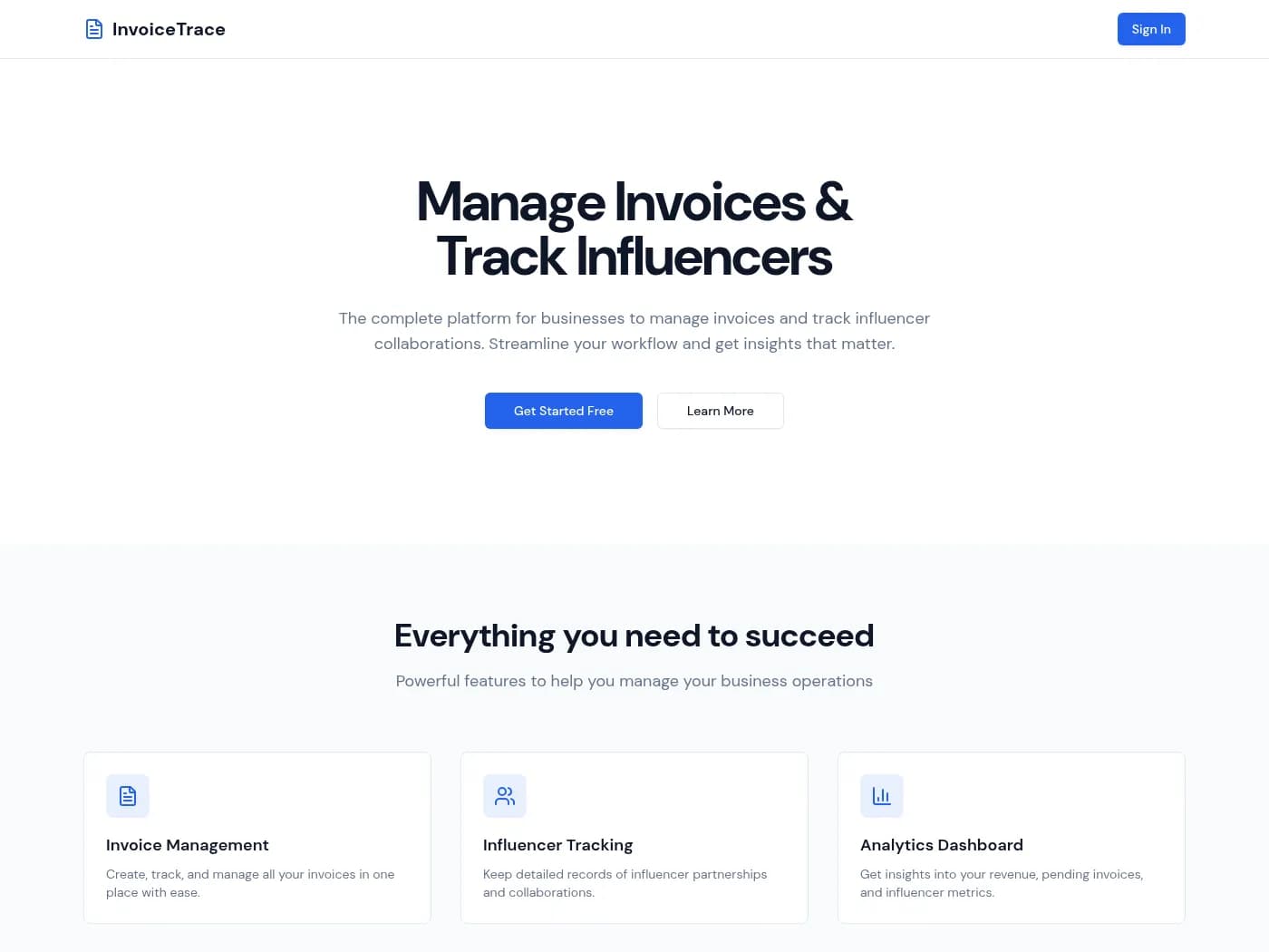 Invoice Entry & Influencer Trace SaaS Platform