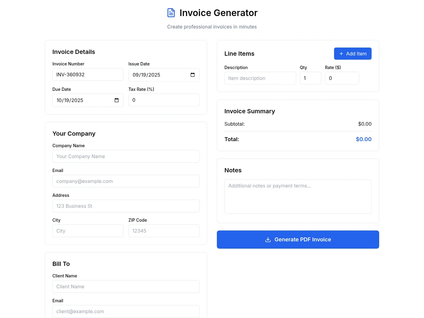 Invoice PDF Generator