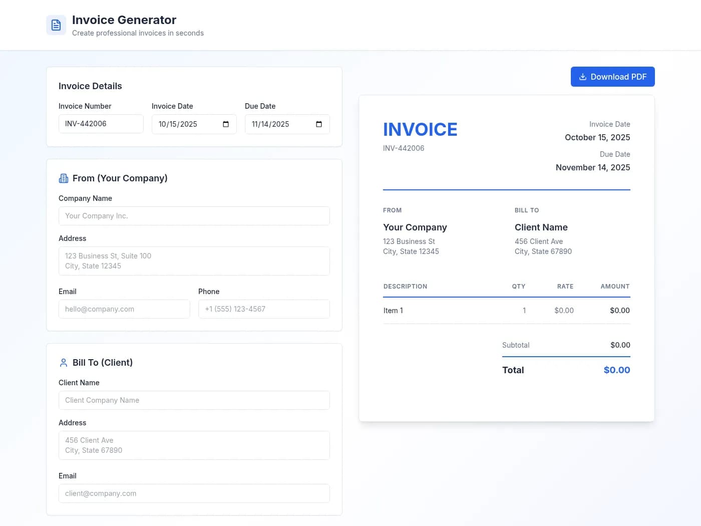 Invoice PDF Generator