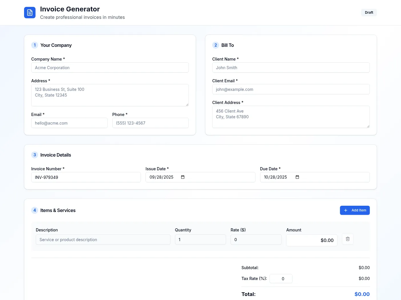 Invoice PDF Generator