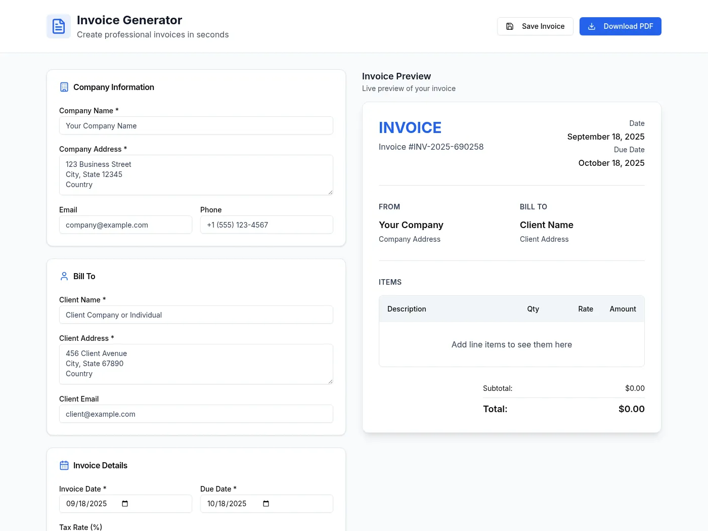 Invoice PDF Generator