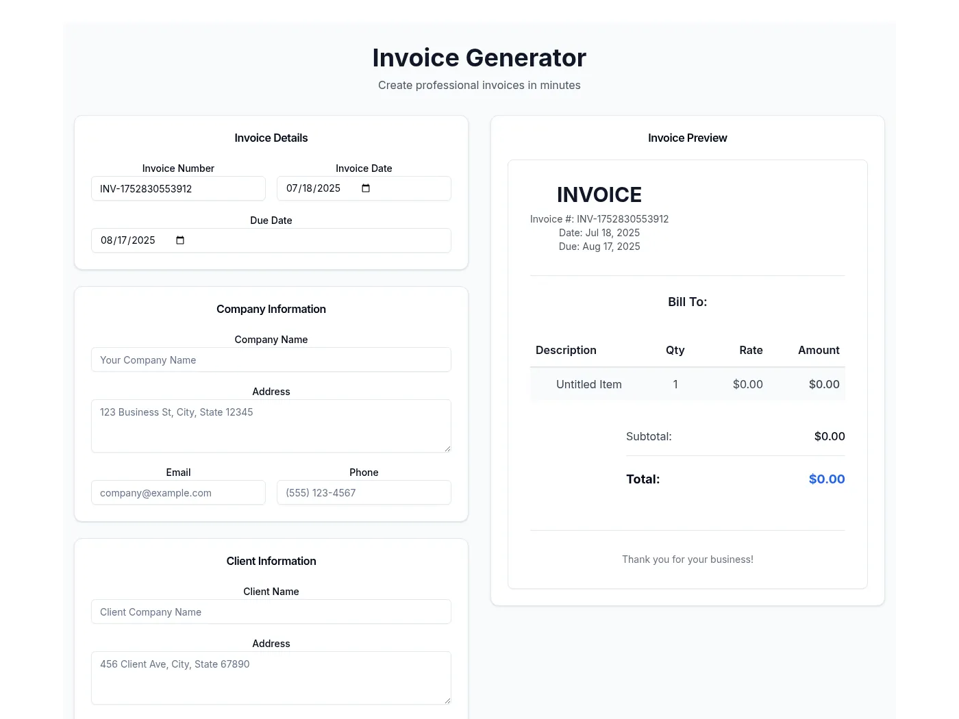 Invoice PDF Generator