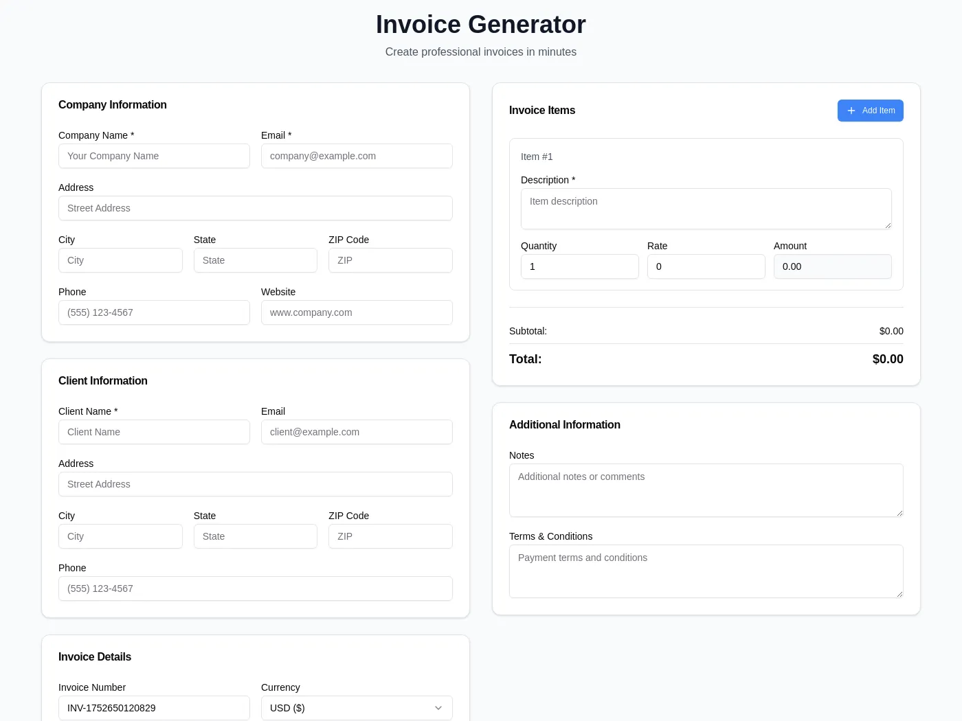 Invoice PDF Generator