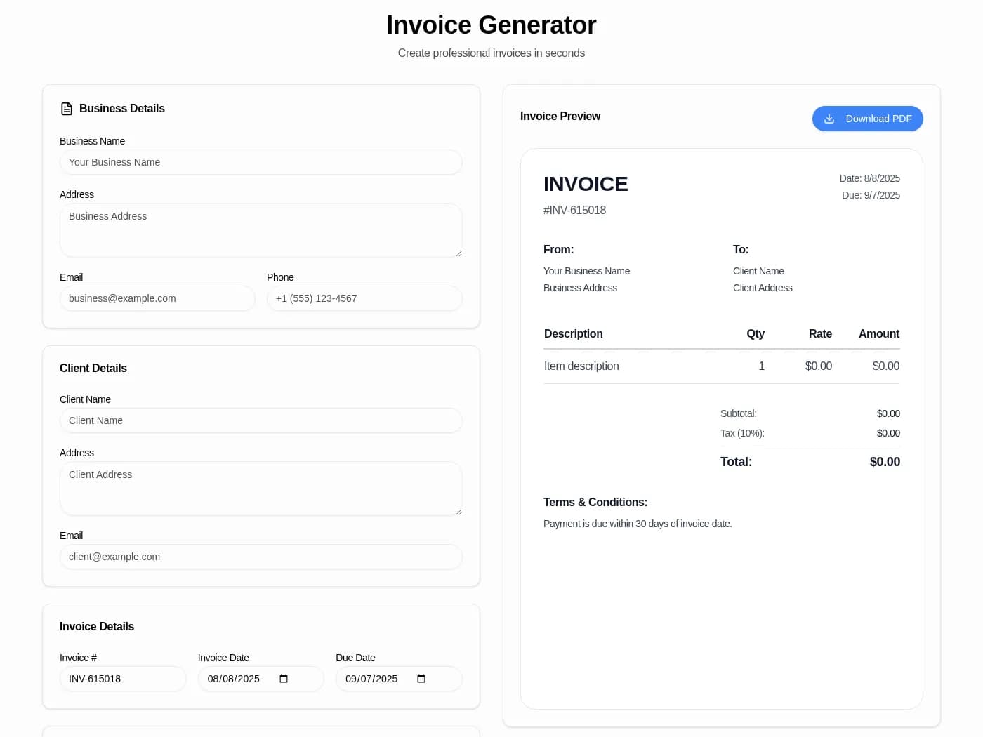 Invoice PDF Generator