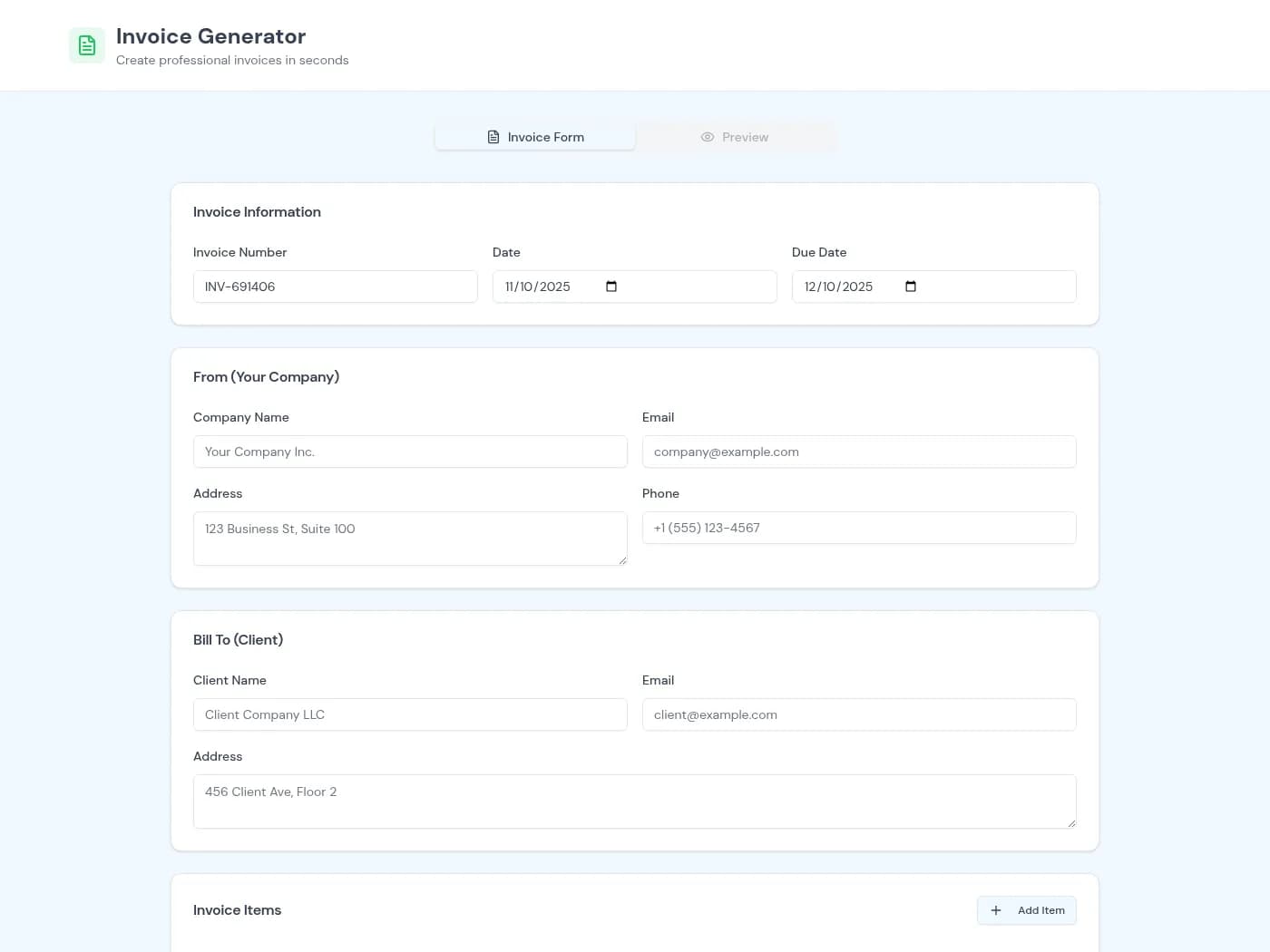 Invoice PDF Generator