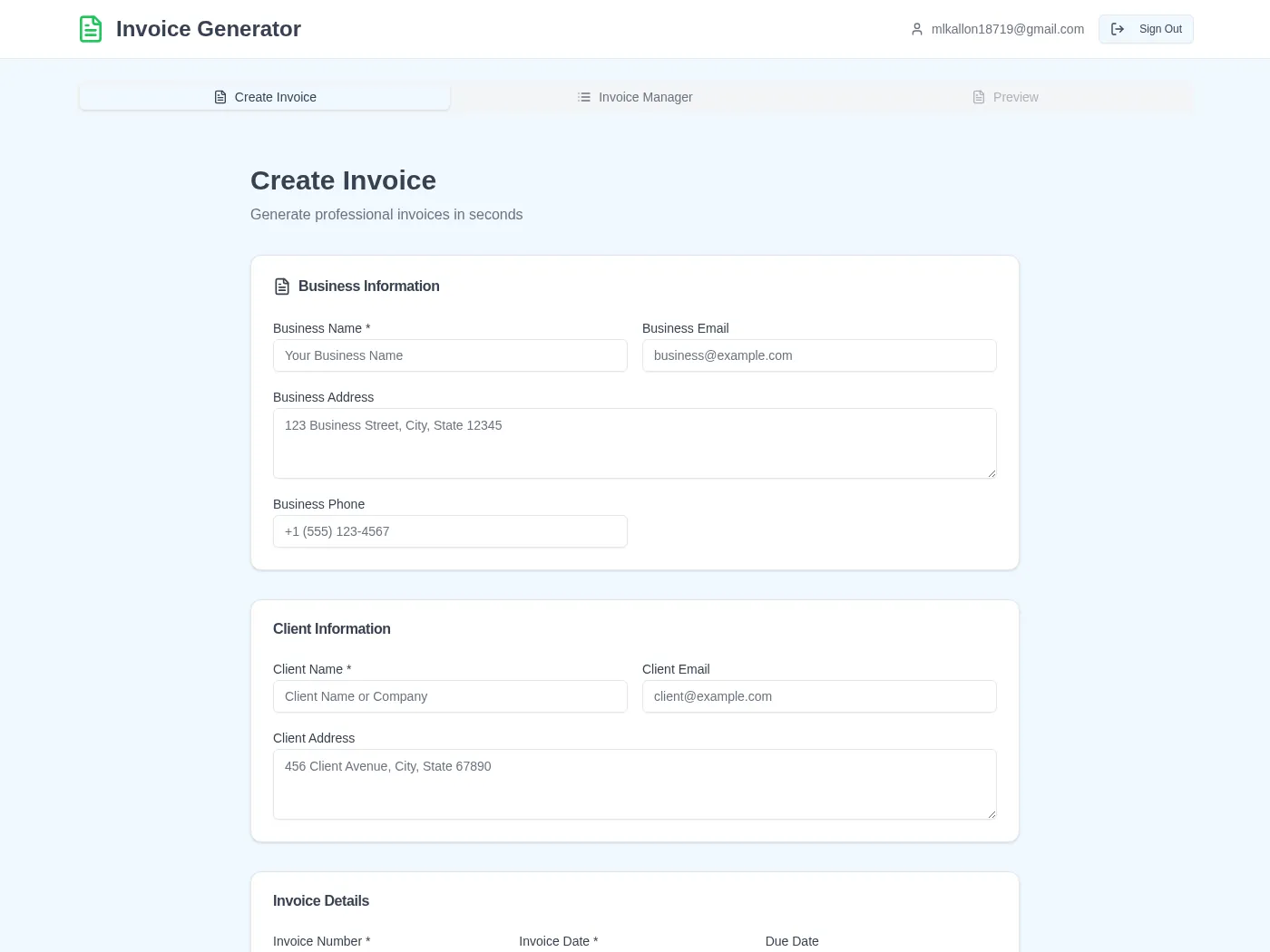 Invoice PDF Generator Tool