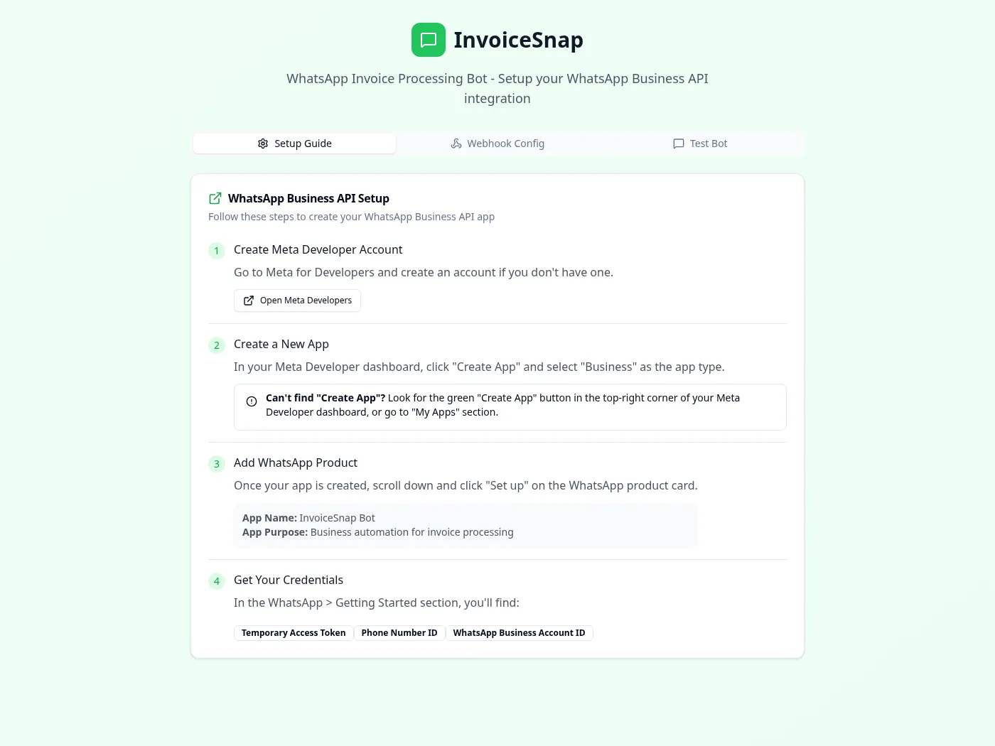 InvoiceSnap: WhatsApp Invoice Chatbot