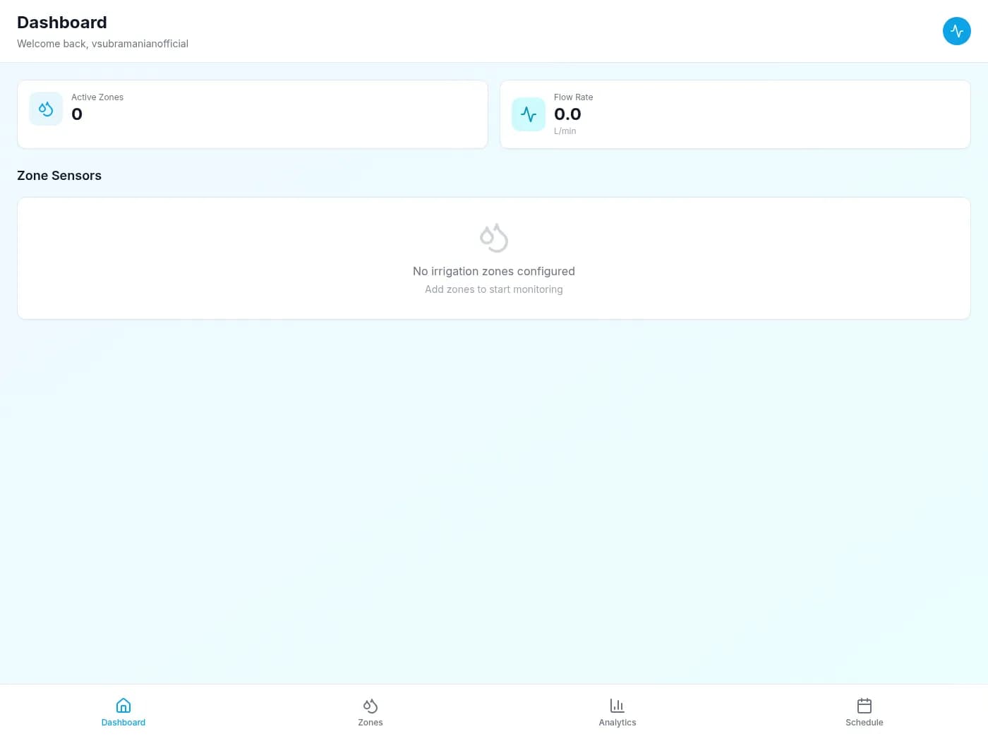 IoT Water Irrigation Dashboard