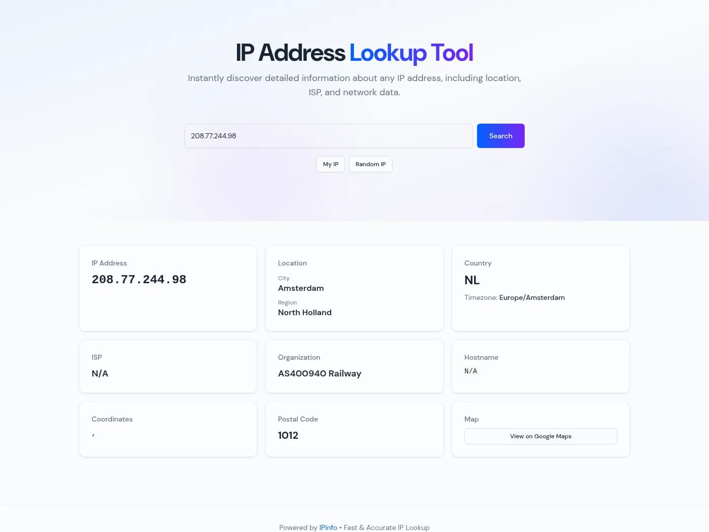 IP Address Lookup Tool