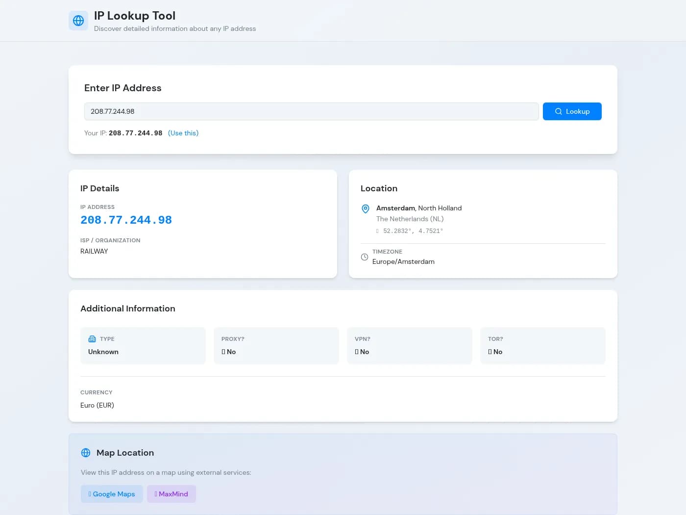 IP Address Lookup & Information Tool