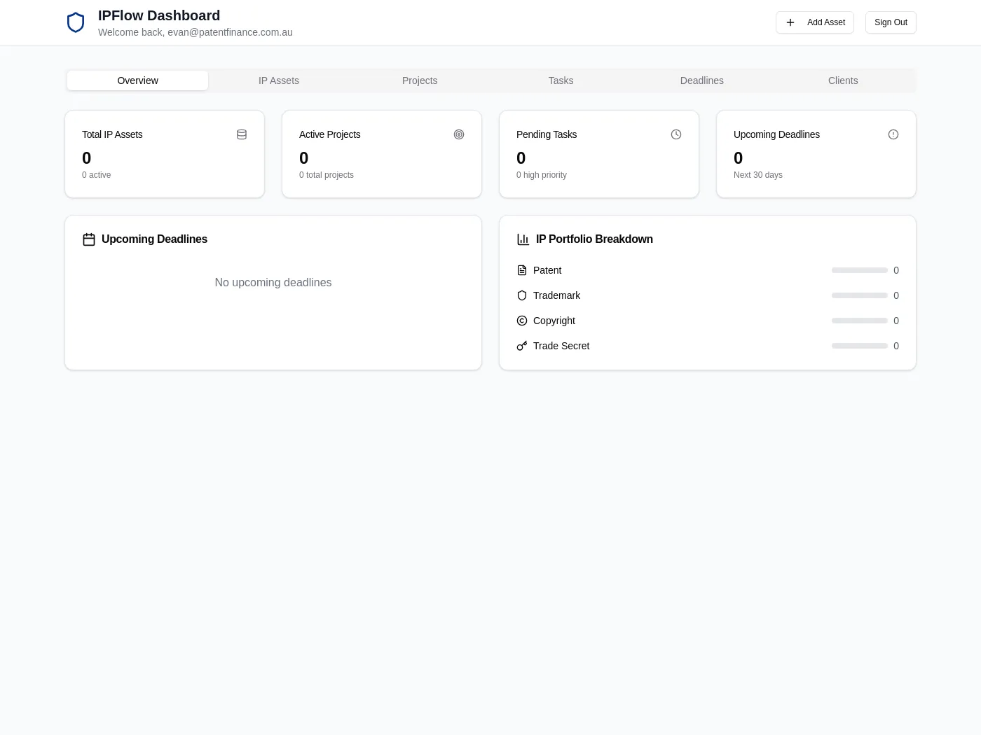 IP Management Platform Landing Page
