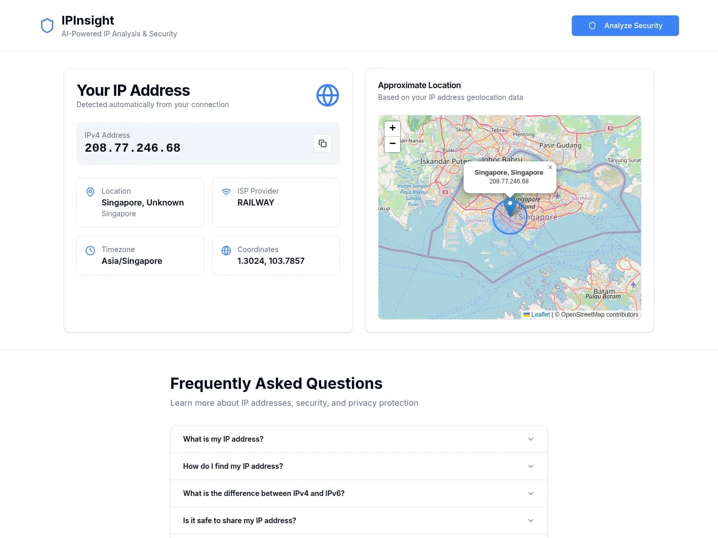 IPInsight - AI-powered IP Lookup & Security Analysis Web App