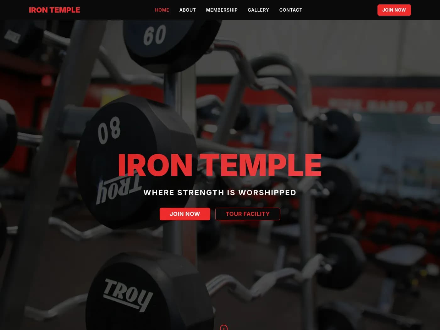 Iron Temple Gym Website – Bold Fitness Hub Online