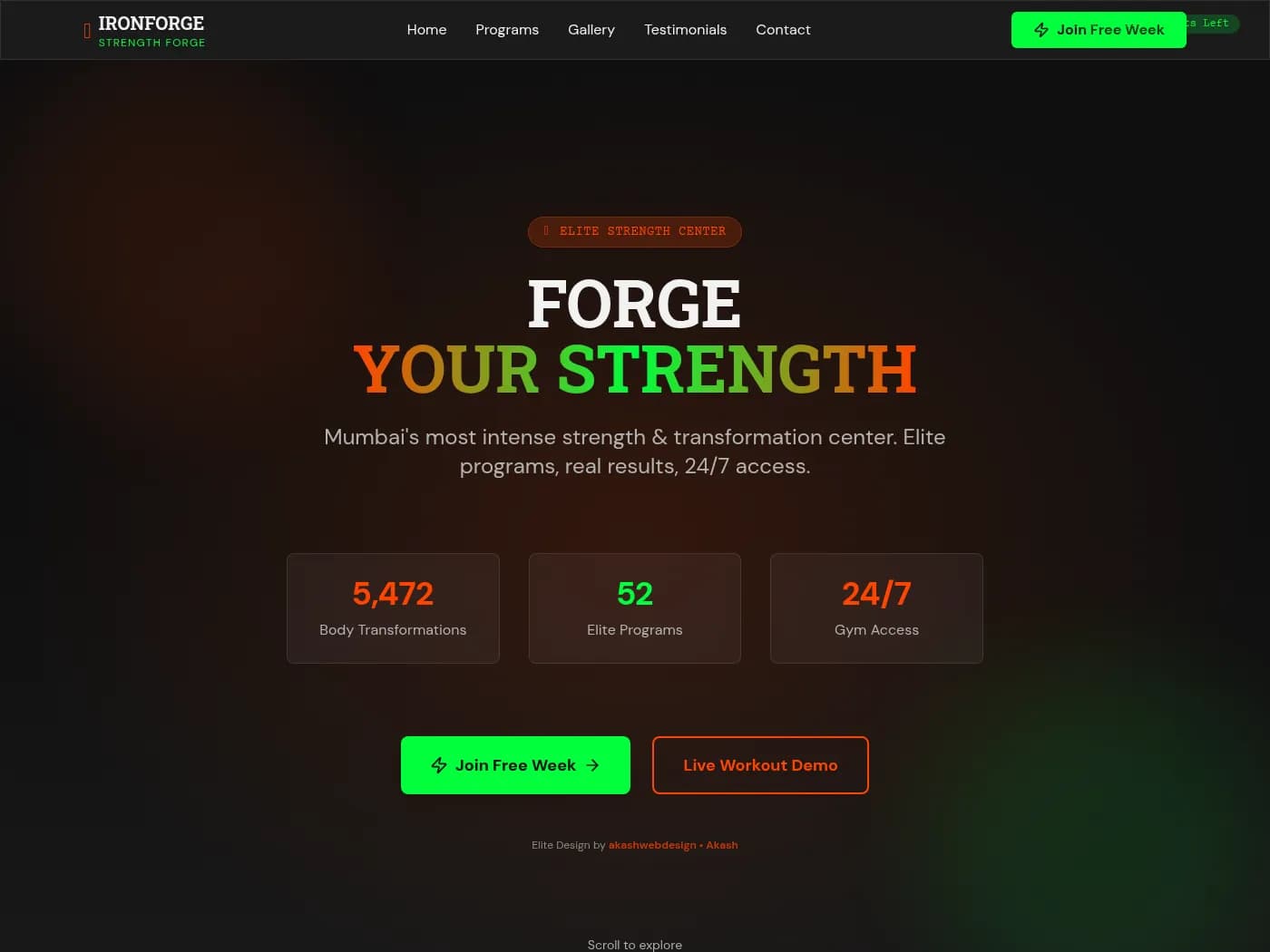 IronForge Gym – Mumbai's Ultimate Strength & Transformation Web Experience