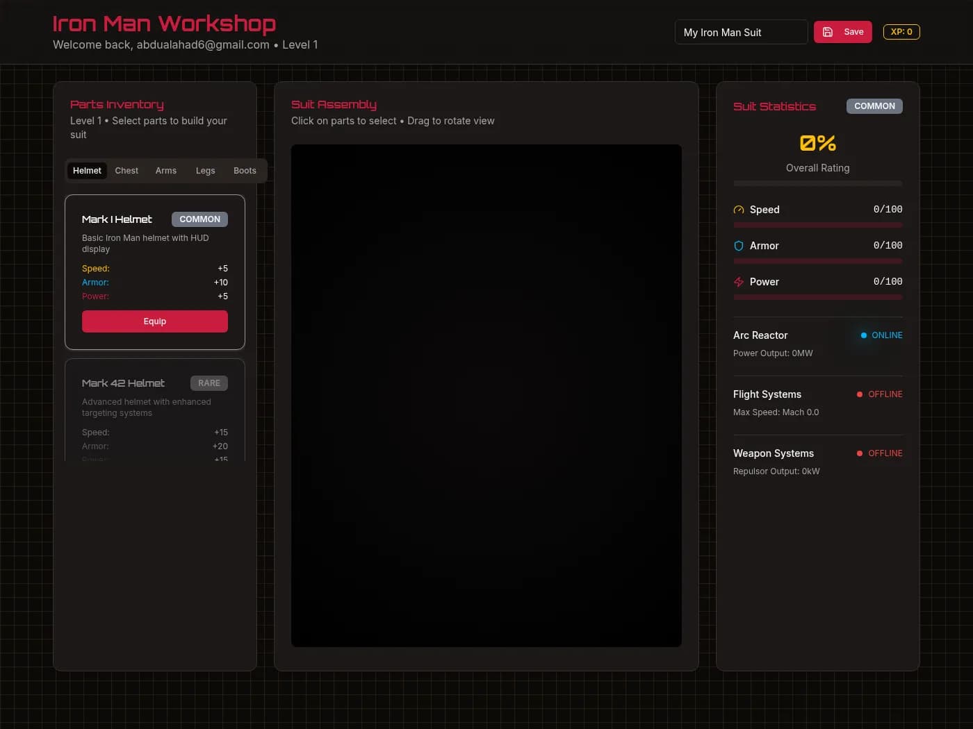 Ironman Suit Builder Game