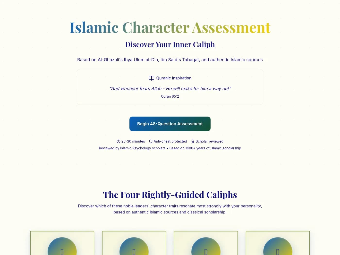 Islamic Caliph-Inspired Personality Assessment Web App