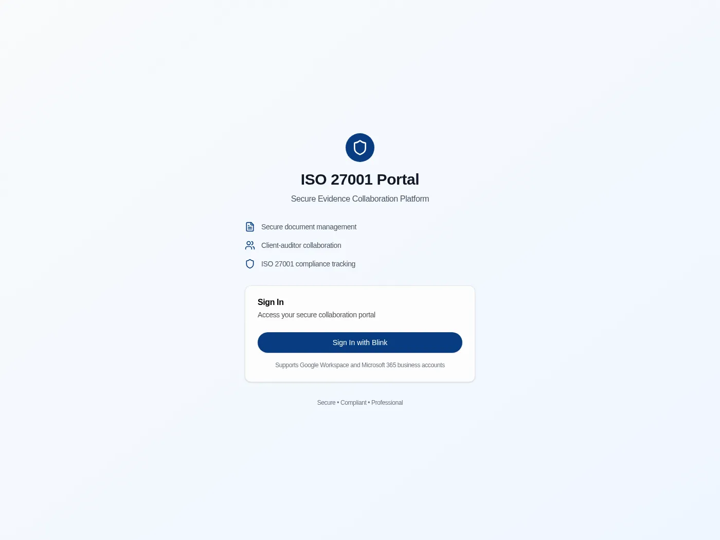 Secure Evidence Collaboration Portal for ISO 27001 Audits