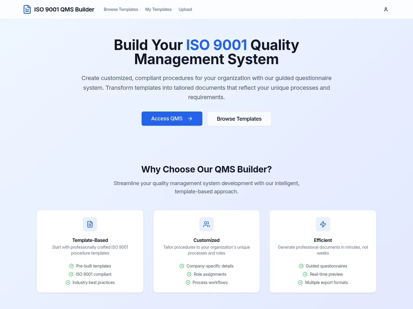 ISO 9001 Quality Management System Procedure Builder