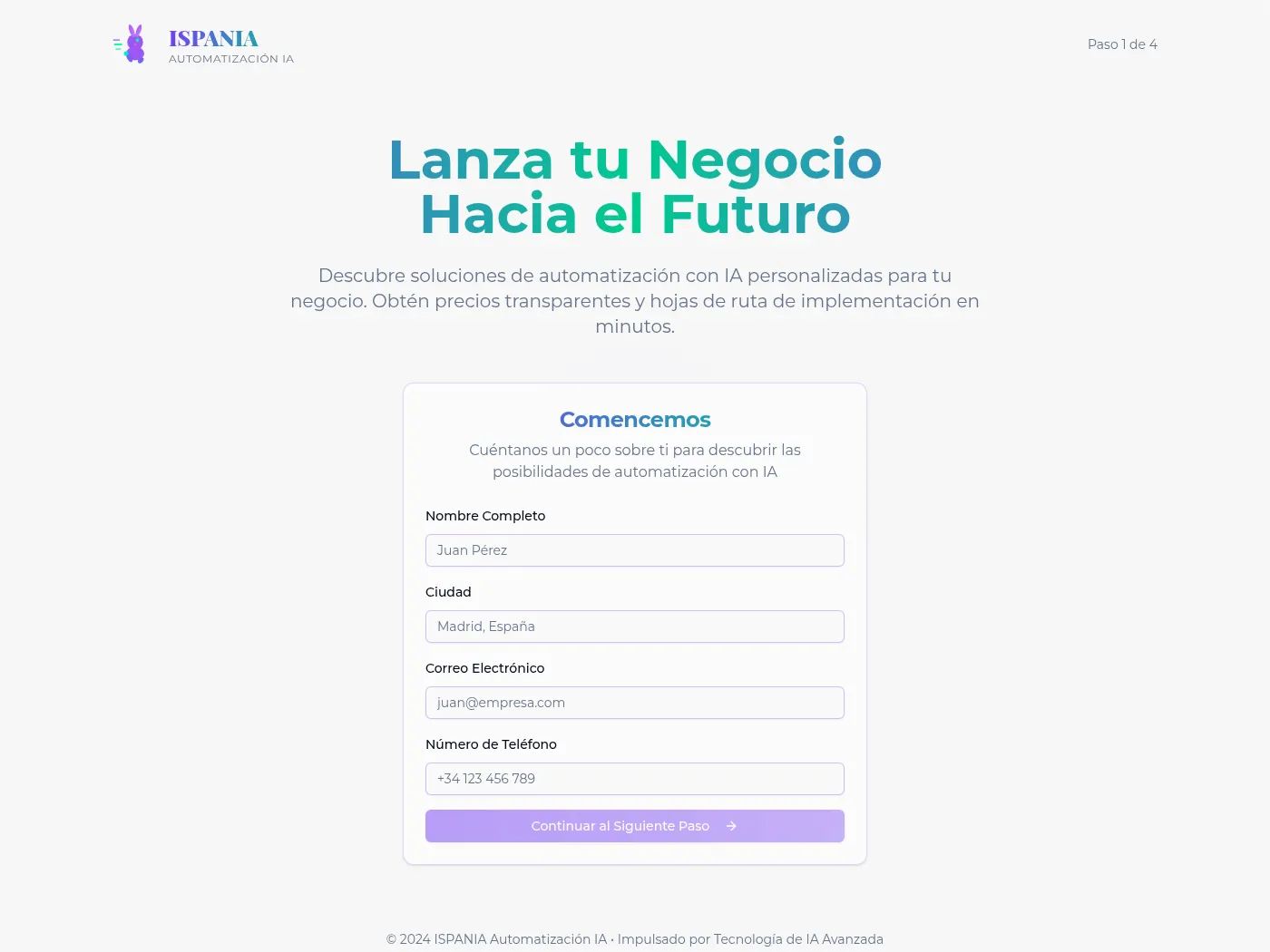 ISPANIA AI Agency Automation Landing Page