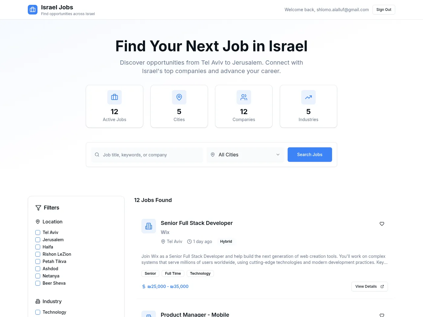 Israel Job Search App
