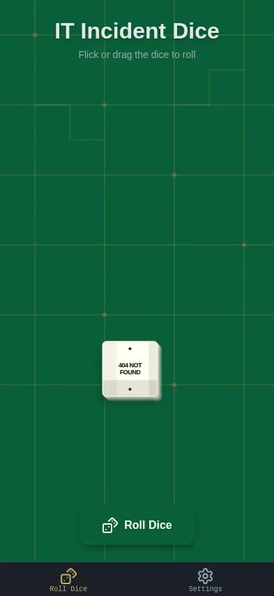 IT Incident Dice Simulator Mobile App