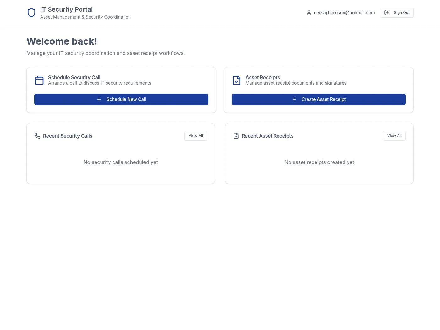 IT Security Coordination and Asset Receipt Portal