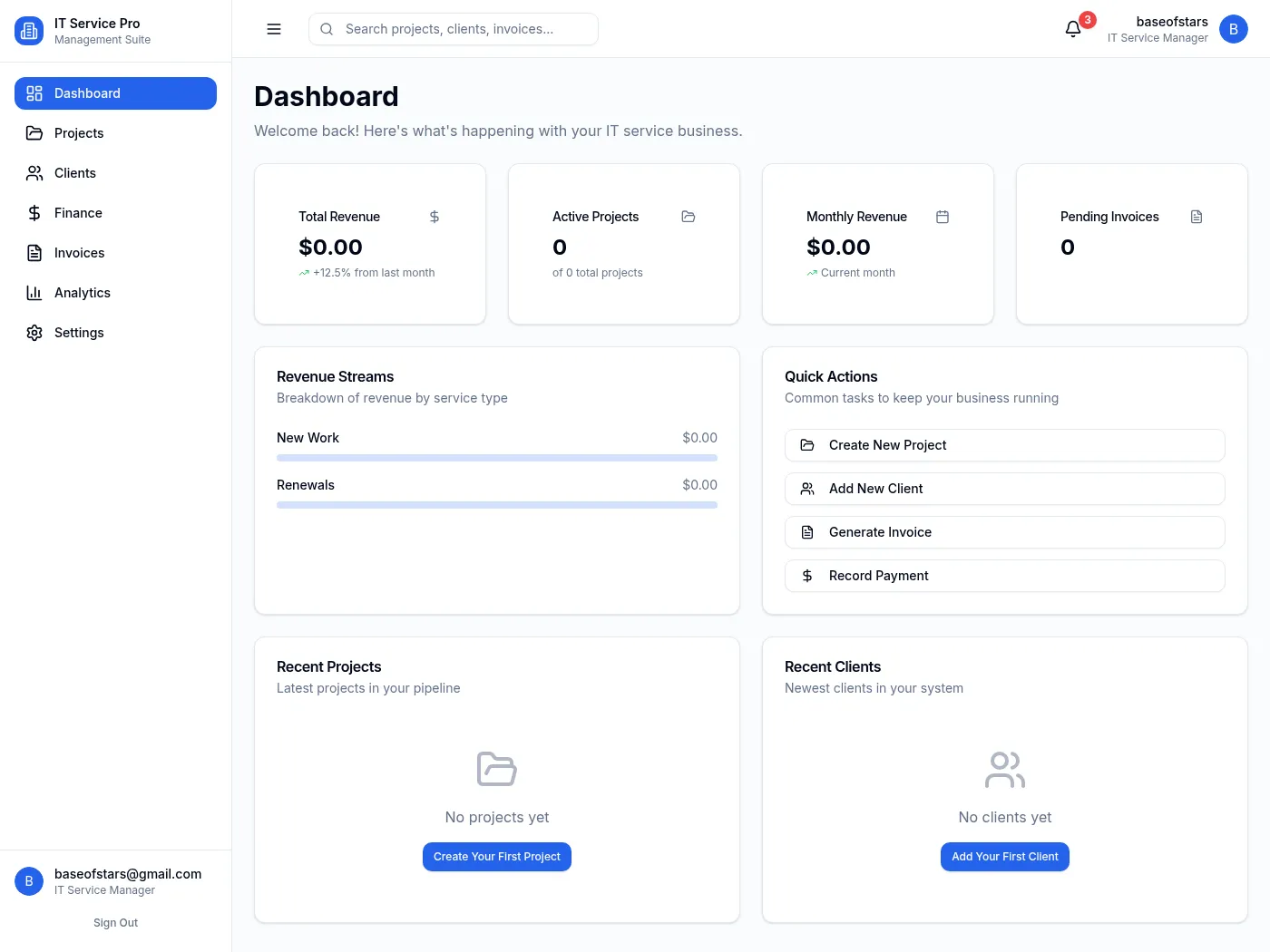 IT Service Company Project & Finance Management Suite