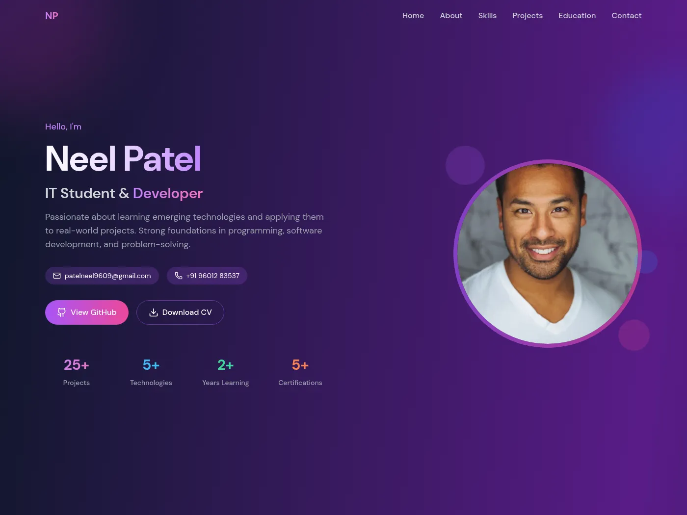 Neel Patel – IT Student 3D Portfolio Website