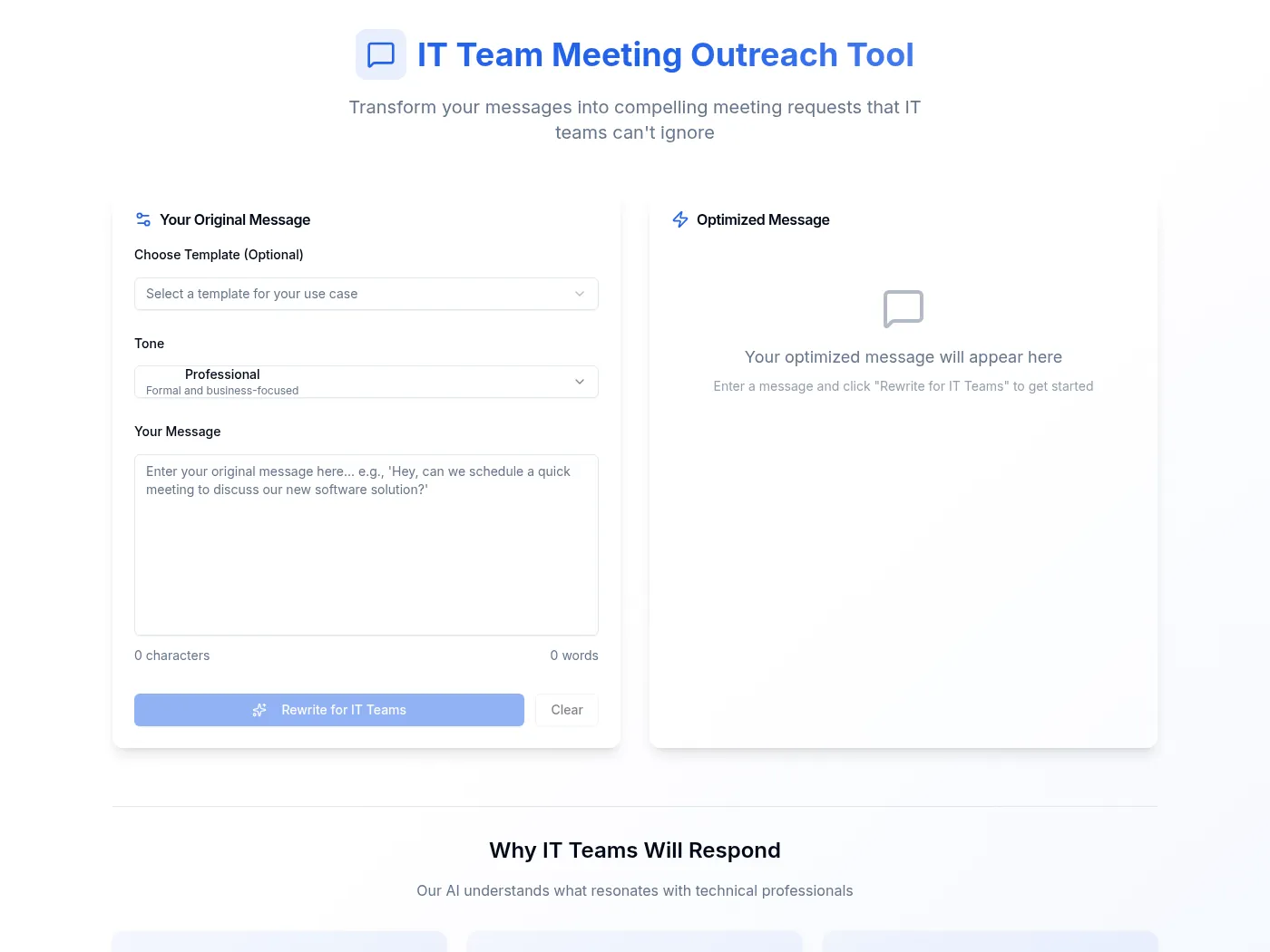 IT Team Meeting Outreach Tool