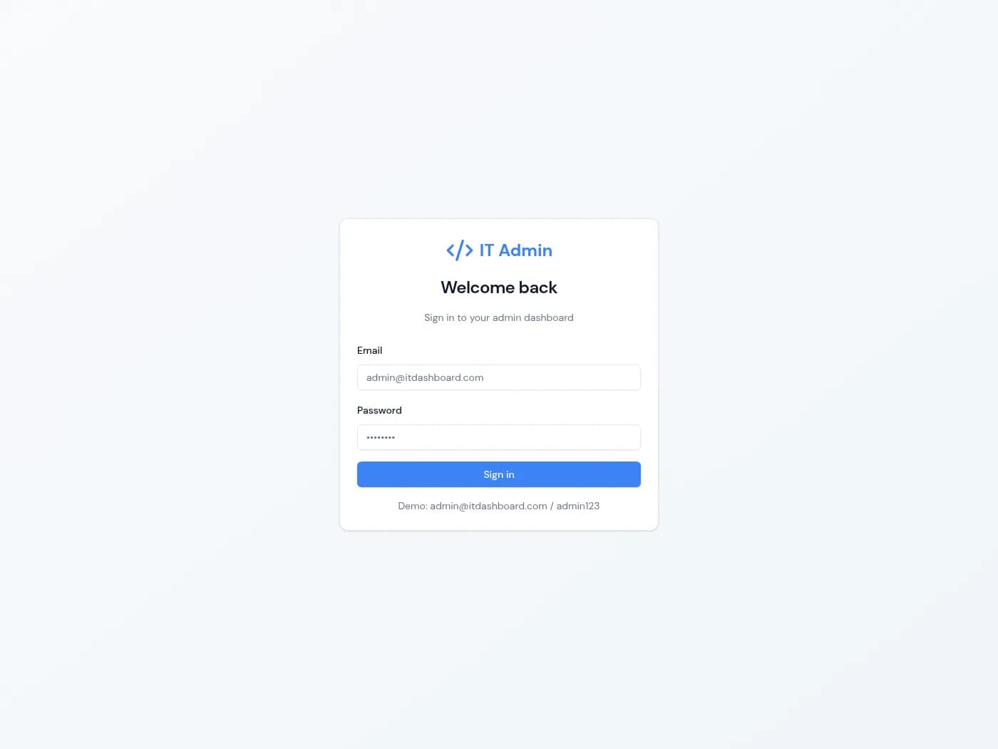 IT Website Developer Admin Dashboard MVP