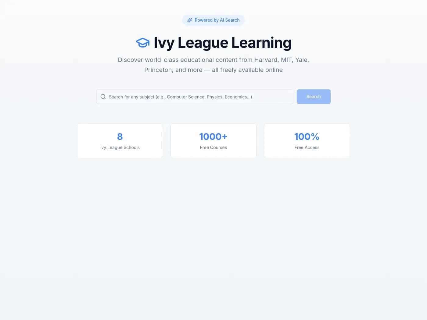 Ivy League Content Finder for Free Educational Resources
