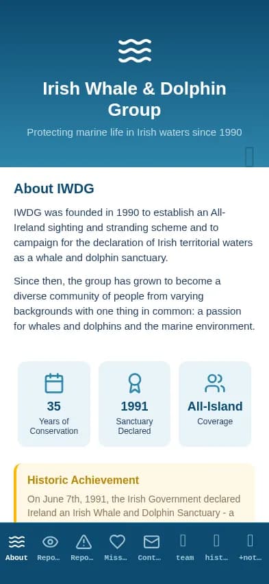 IWDG About Us iOS Mobile App