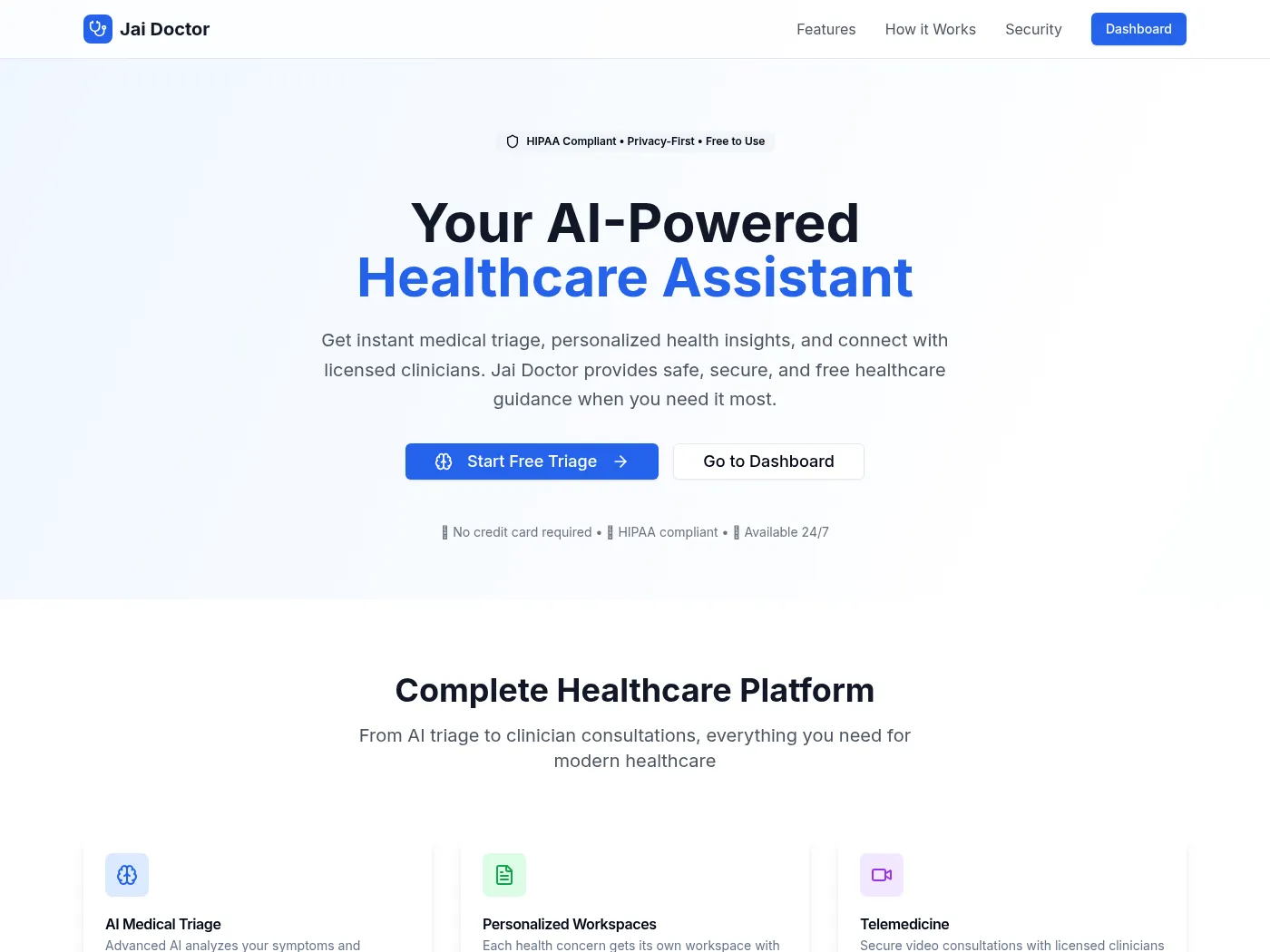 Jai Doctor: Privacy-First Telehealth & AI Triage Platform