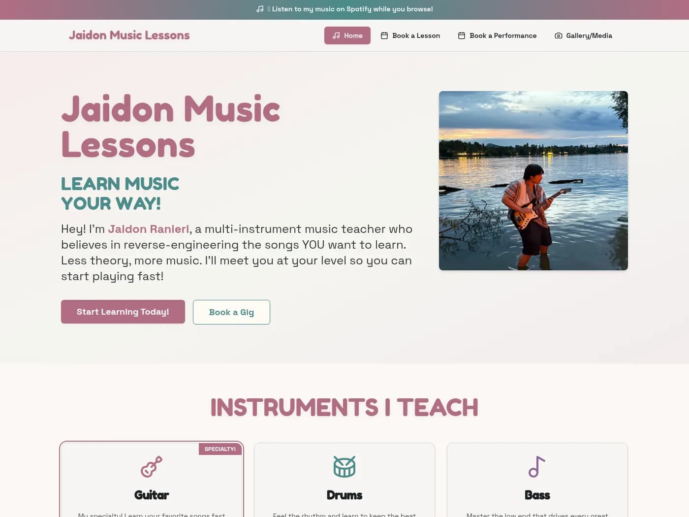Jaidon Ranieri's Music Teaching Website