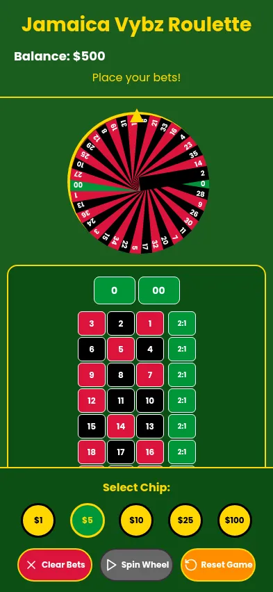 Jamaica Vybz Roulette - Vibrant Jamaican-Themed Mobile Roulette Game