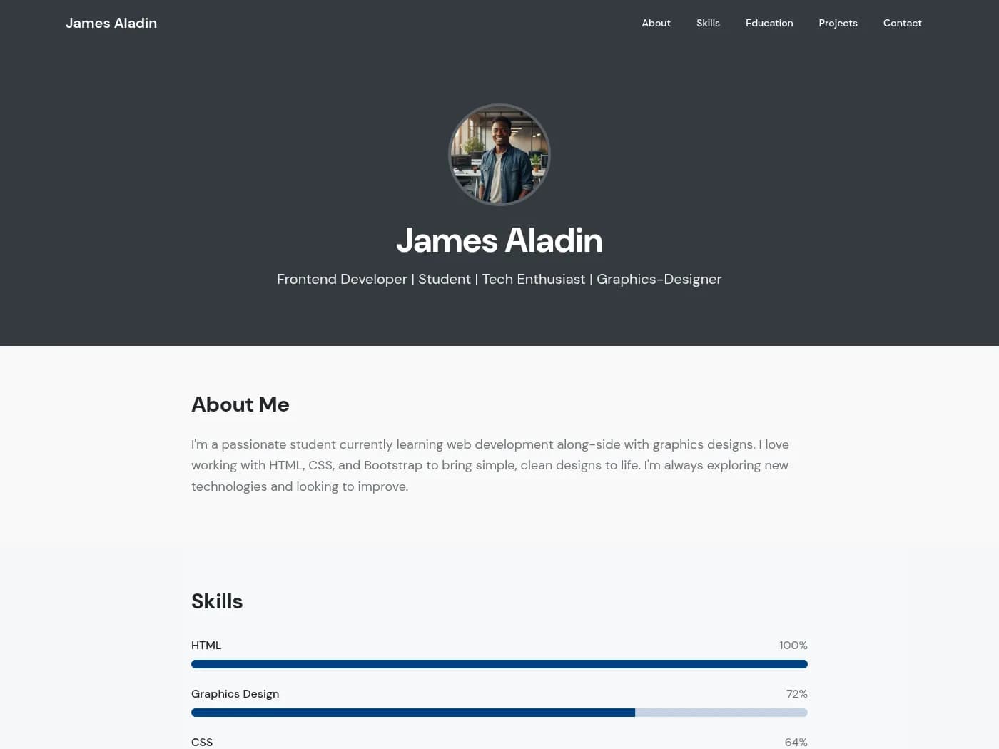James Aladin's Personal Portfolio Website