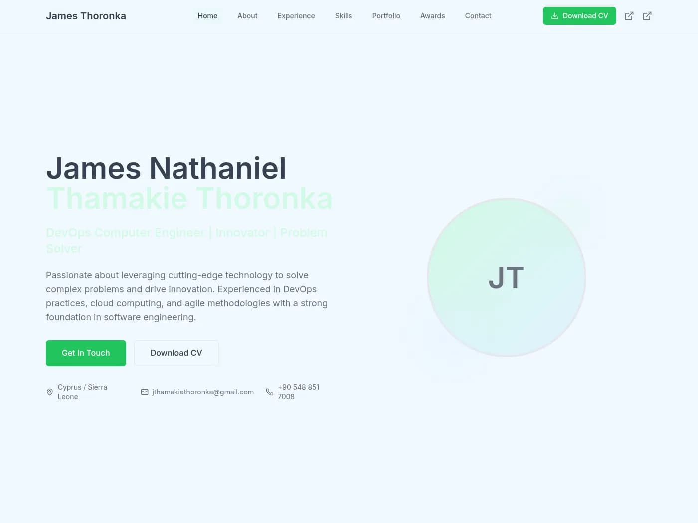 James Nathaniel Thamakie Thoronka's Professional Personal Website