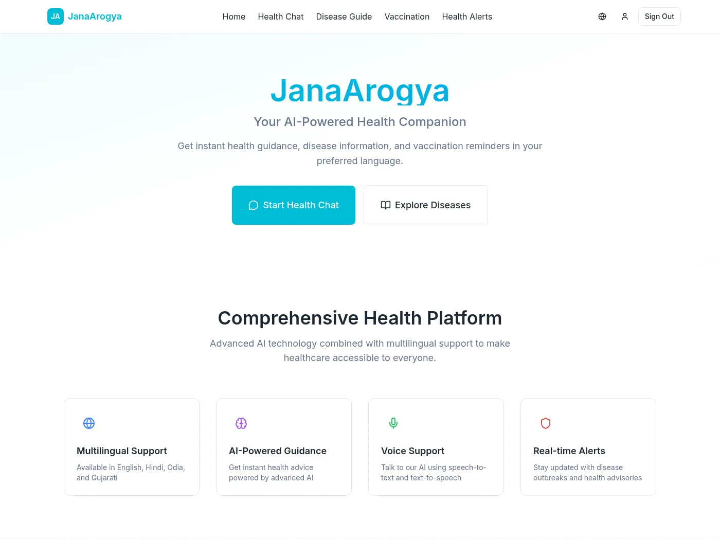 JanaArogya: AI-Driven Multilingual Public Health Chatbot Platform