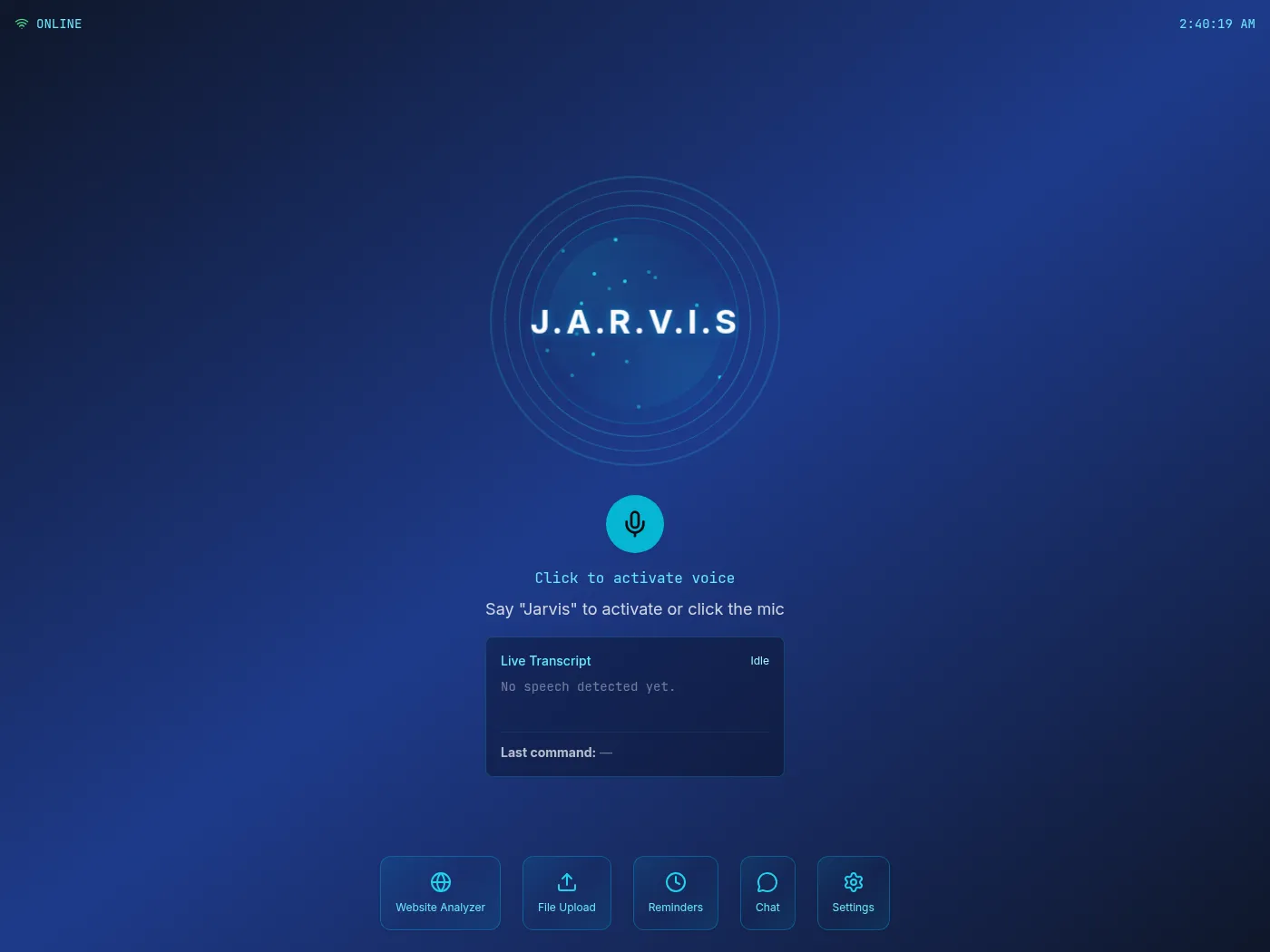 Jarvis AI Voice Assistant & Website Analyzer